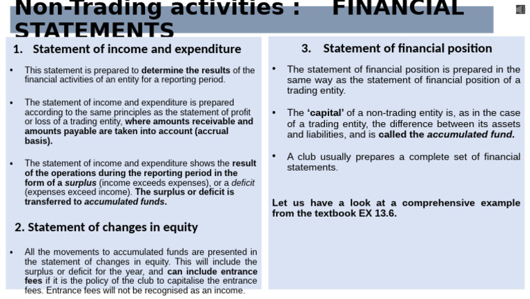 Non-Trading Entities Fin Statements Intro 2 | PDF