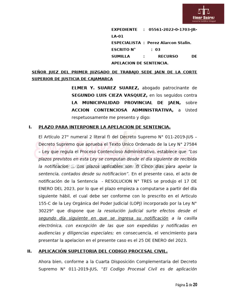 Recurso de Apelacion de Sentencia | PDF | Debido al proceso | Jurisdicción