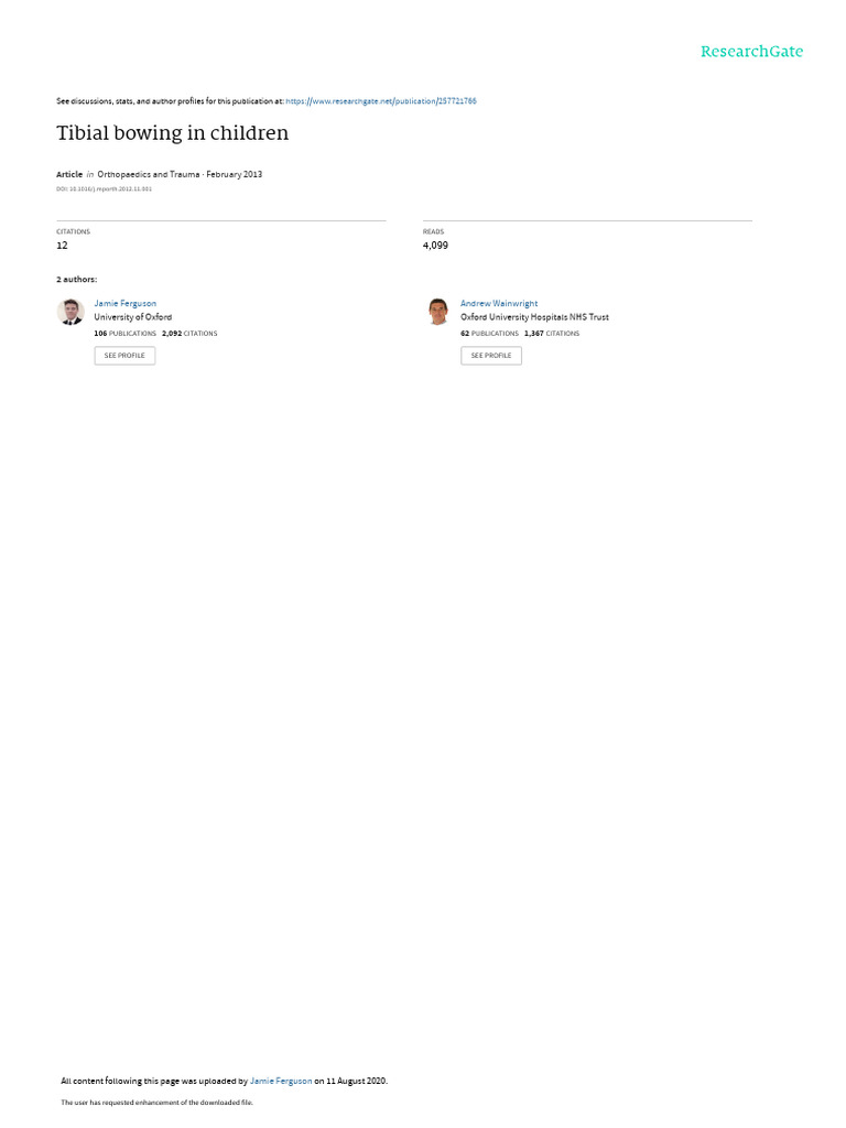 Tibial Bowing in Children | PDF | Diseases And Disorders | Skeletal System