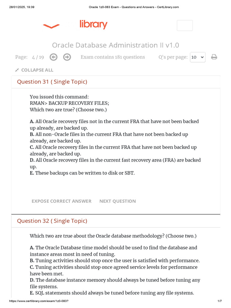 Oracle 1z0 083 Exam Questions And Answers P4 Pdf Databases Software