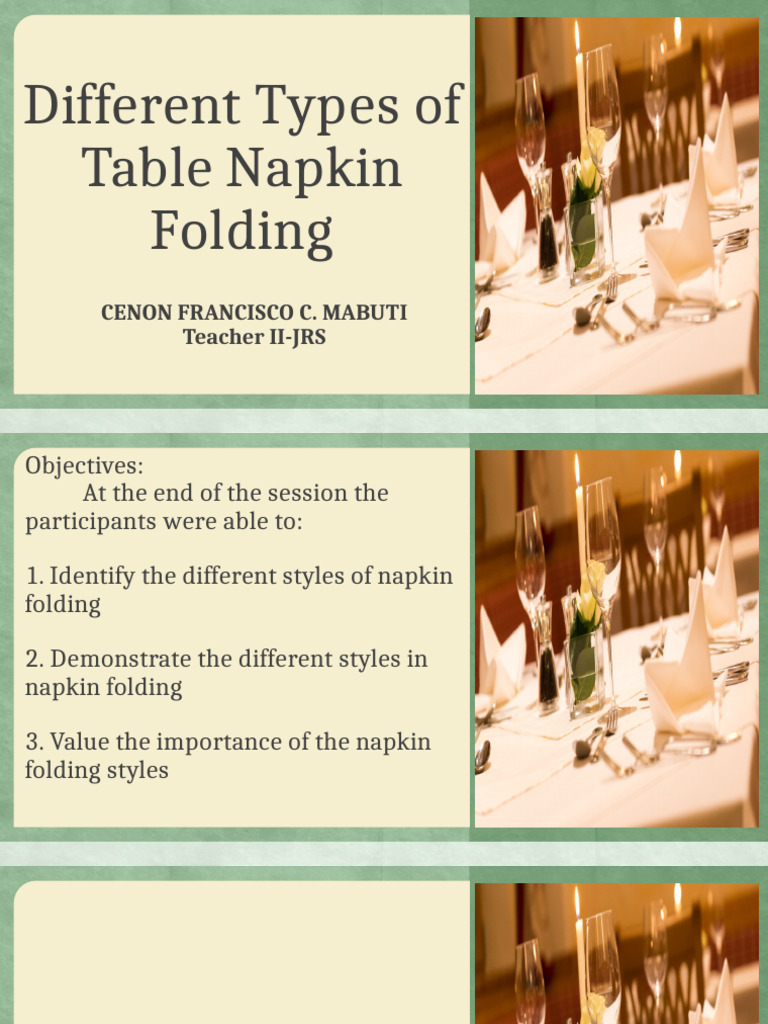 Table Napkin Folding 1 | PDF