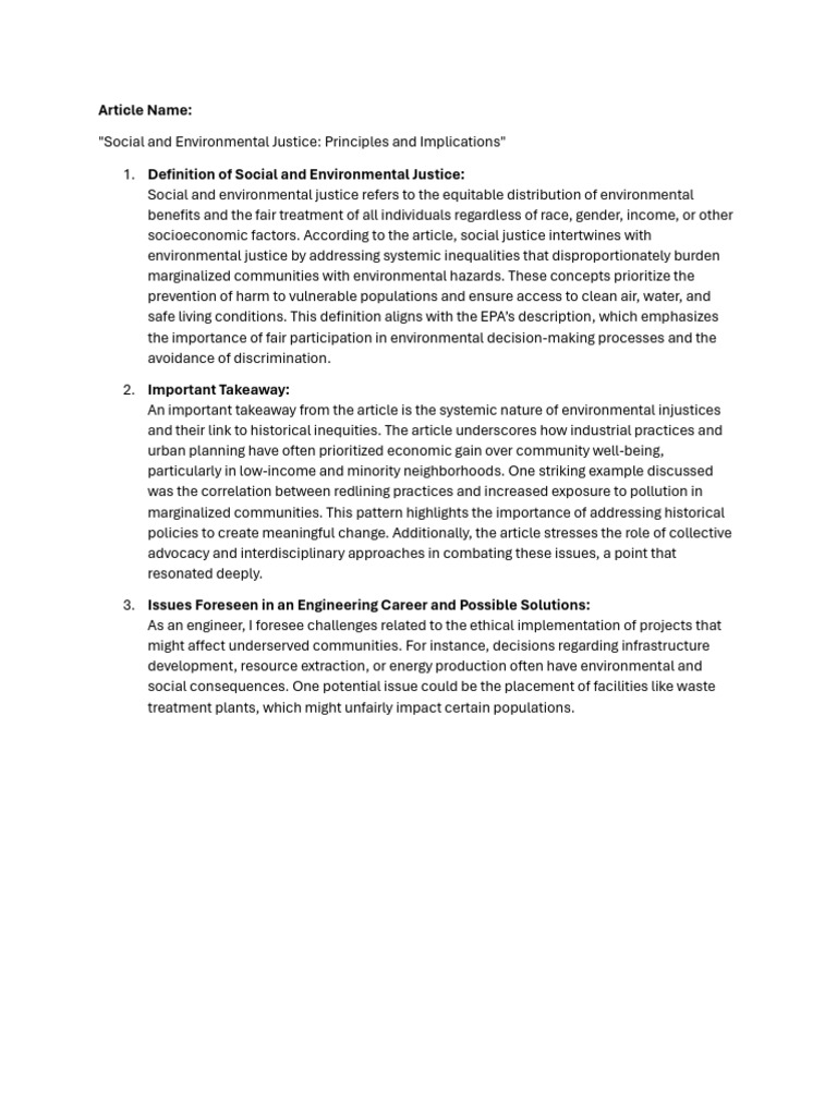 Social and Environmental Justice Explained | PDF