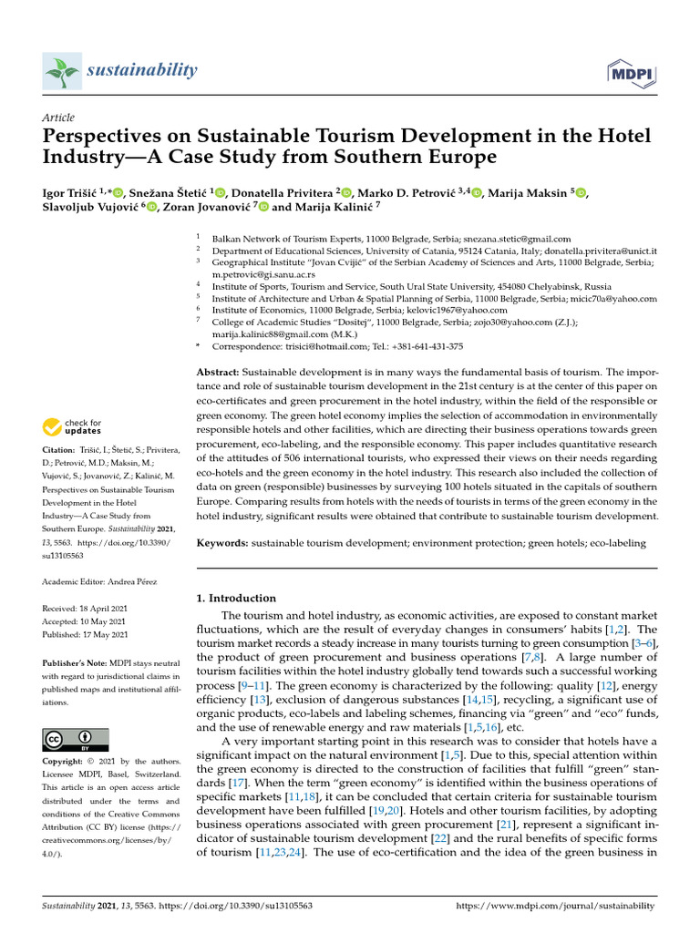 Sustainability 13 05563 | PDF | Tourism | Questionnaire