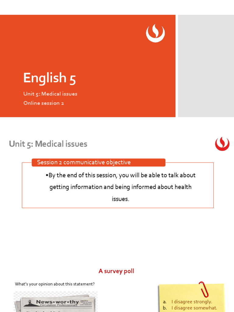 English 5: Unit 5: Medical Issues Online Session 2 | PDF | Pandemic