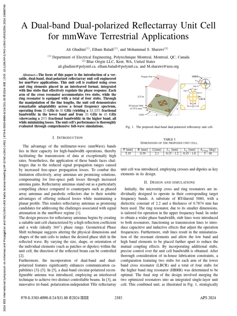 A Dual-Band Dual-Polarized Reflectarray Unit Cell For Mmwave ...