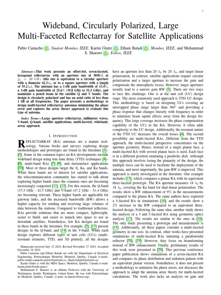 Wideband Circularly Polarized Large Multi-Faceted Reflectarray For ...