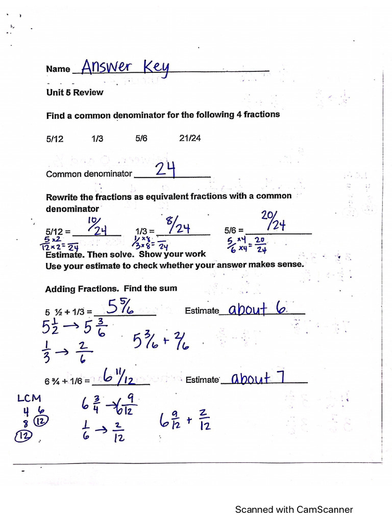 Kiana Eloise San Pedro - Unit 5 Review Answer Key | PDF | Mathematics ...