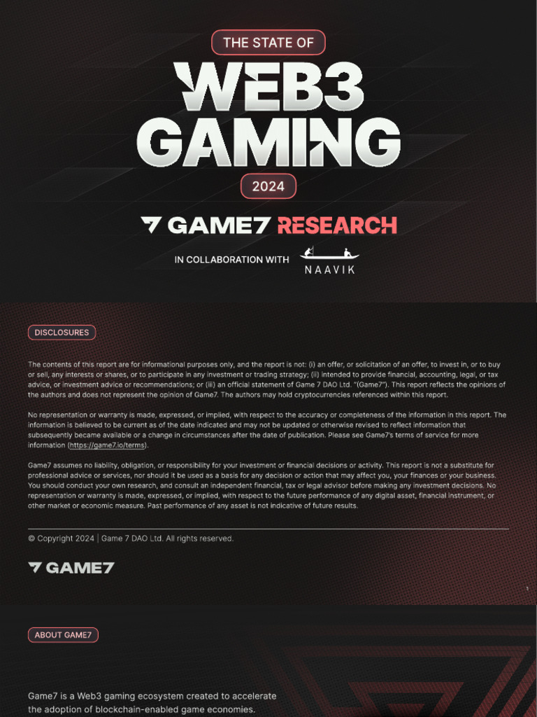 (Early Access) Game7 Research - State of Web3 Gaming 2024 | PDF | Cryptocurrency | Market ...