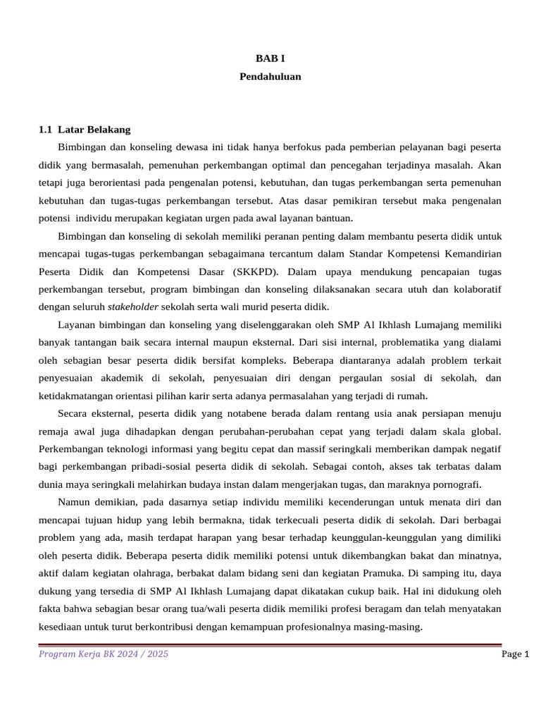 Proker TC Lengkap 2024 - 2025 | PDF