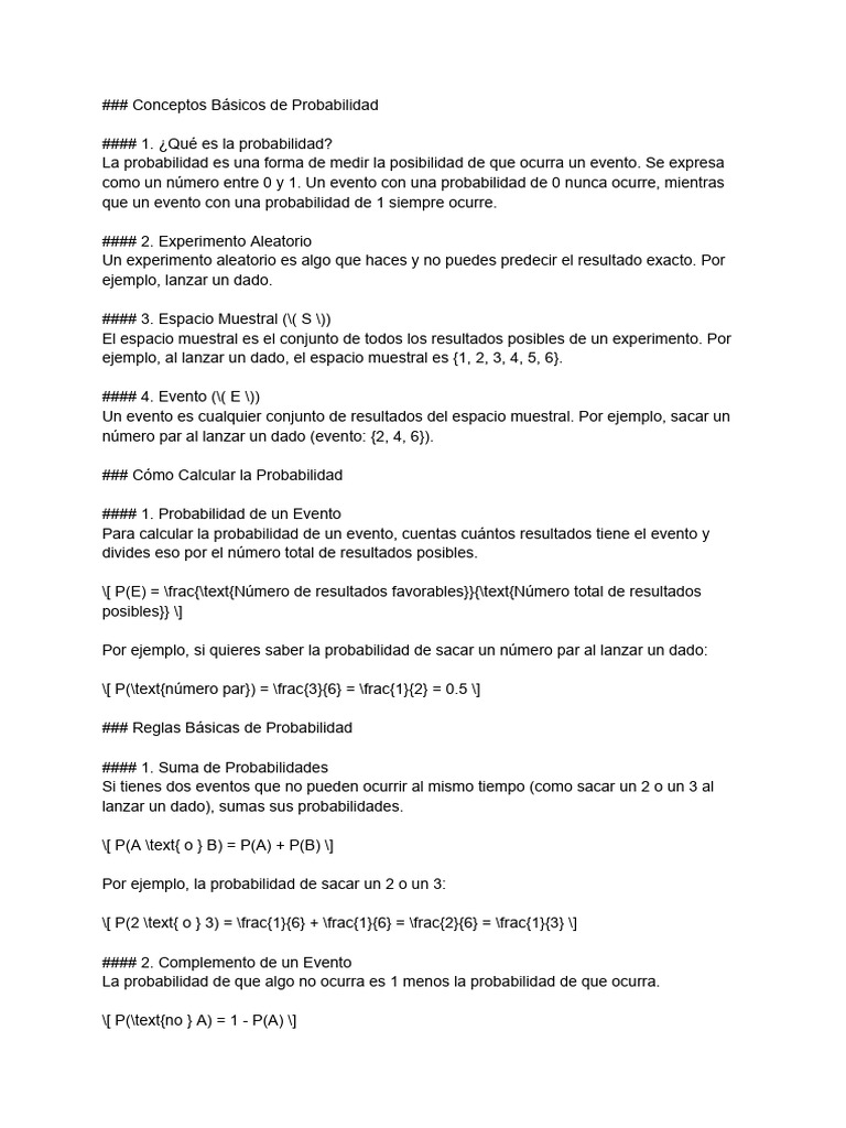 Introducción a la Probabilidad Básica | PDF | Teoría de probabilidad ...