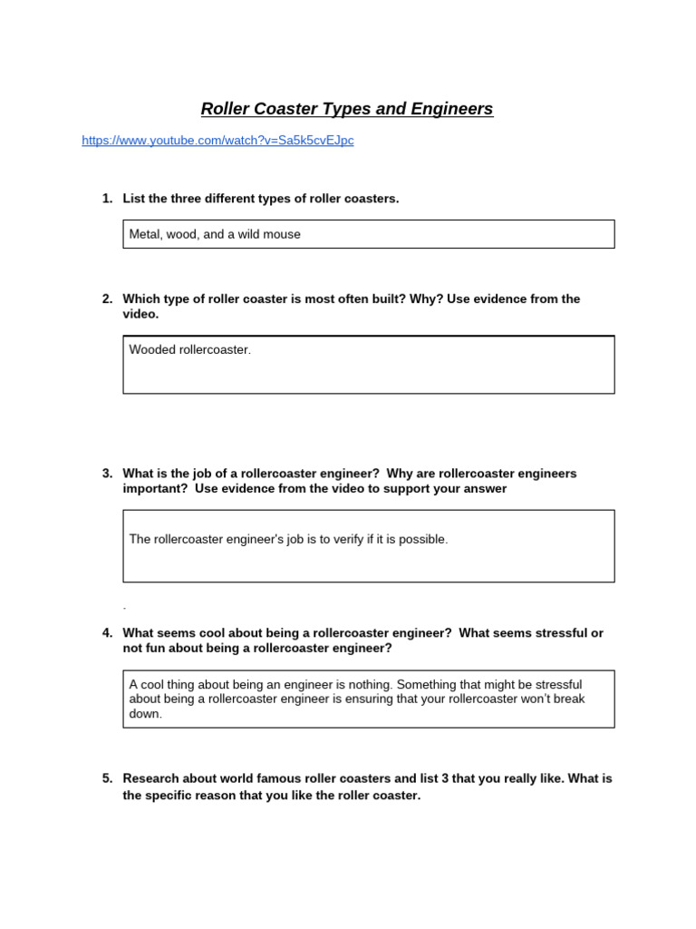 Copy of Roller Coaster Types and Engineers-1 | PDF