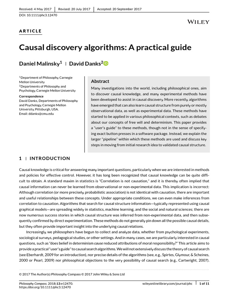 Causal Discovery Algorithms A Practical Guide | PDF | Causality | Multicollinearity