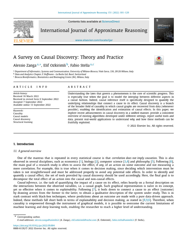A Survey on Causal Discovery Theory and Practice | PDF | Causality | Vertex (Graph Theory)