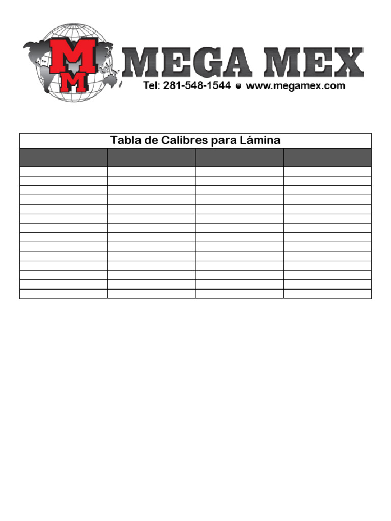 Tabla de Calibres de Lámina en mm | PDF