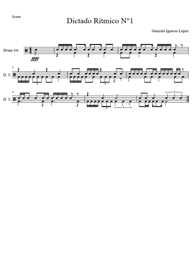 Dictado Rítmico N°1 Partitura | PDF