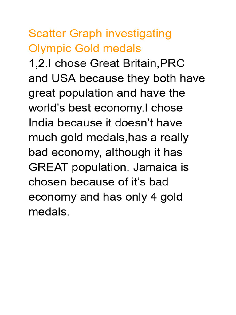 Scatter Graph Investigating Olympic Gold Medals | PDF