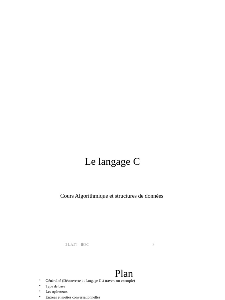 Langage C | PDF | Pointeur (programmation) | C (Langage de programmation)