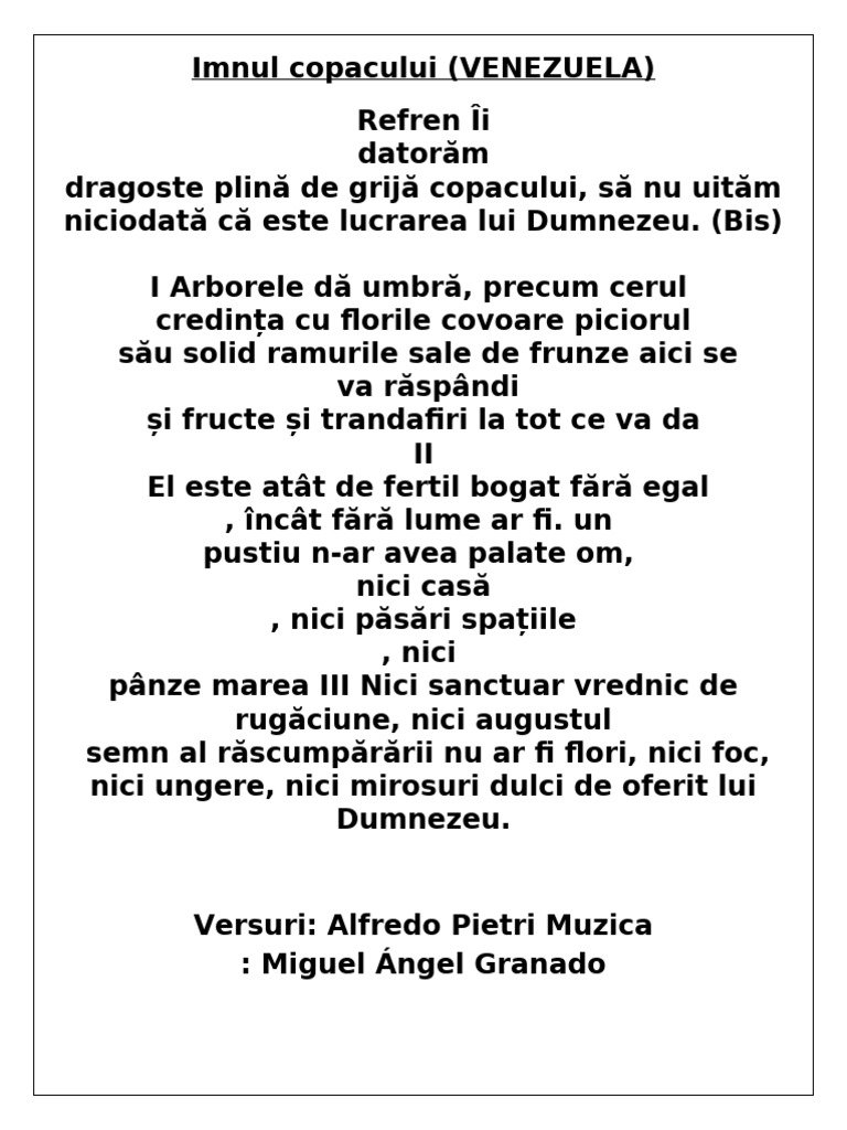 IMNUL COPACULUI | PDF