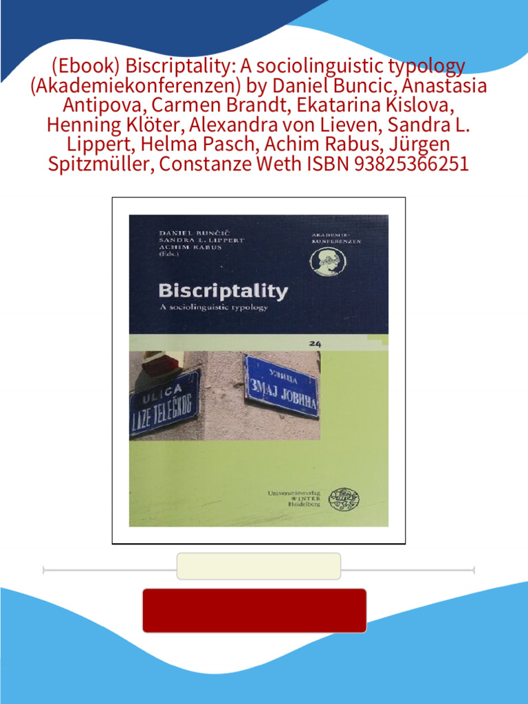 (Ebook) Biscriptality: A sociolinguistic typology (Akademiekonferenzen ...