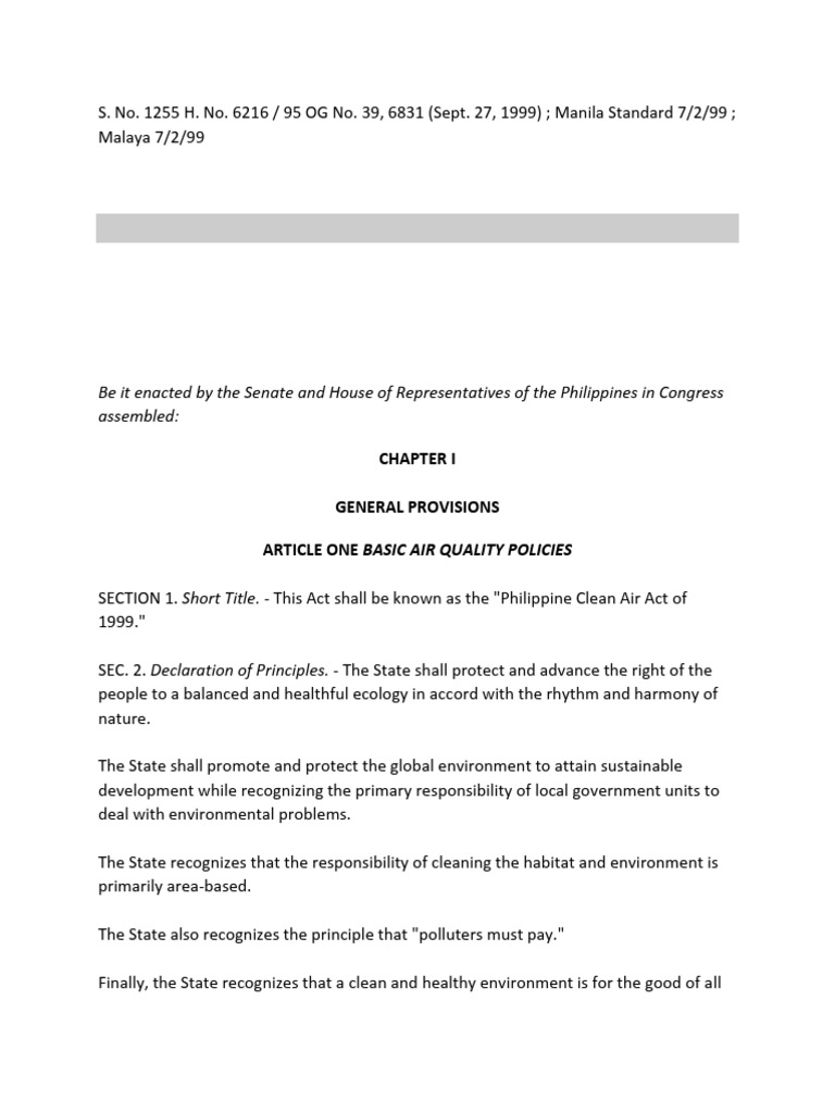 Ra 8749 | PDF | Air Pollution | Emission Standard