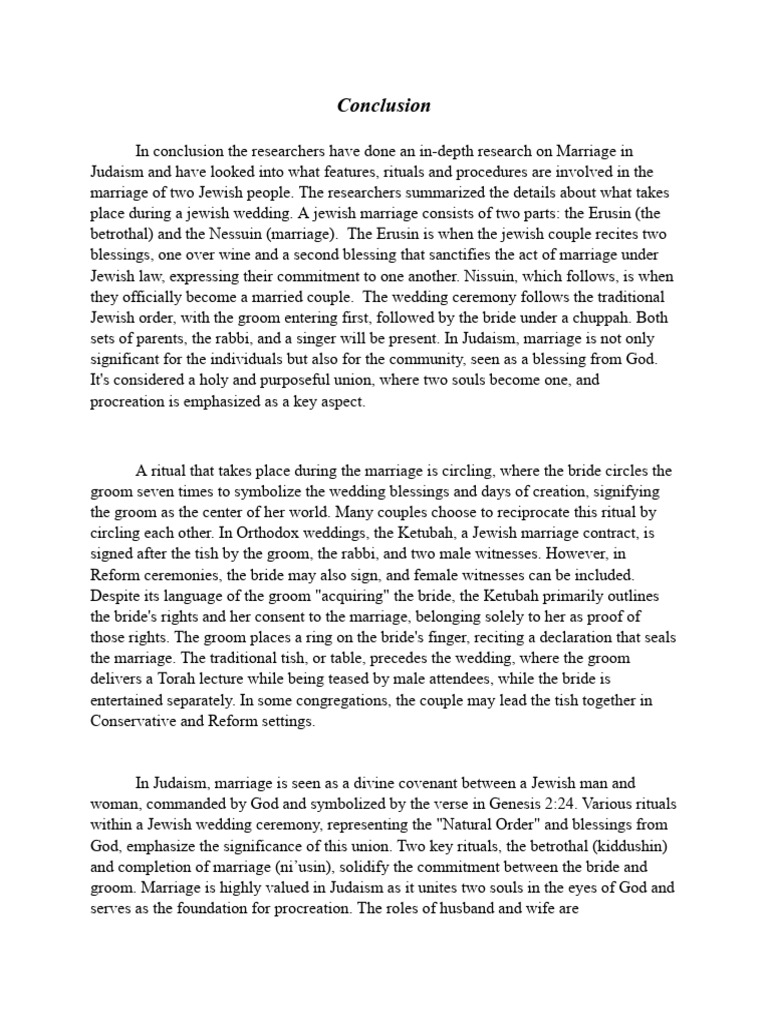 Conclusion Religious ed | PDF | Wedding | Jewish Law And Rituals