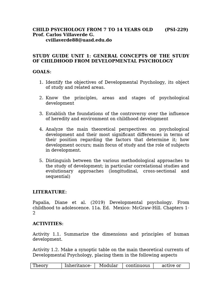 Child Psychology: Developmental Concepts | PDF