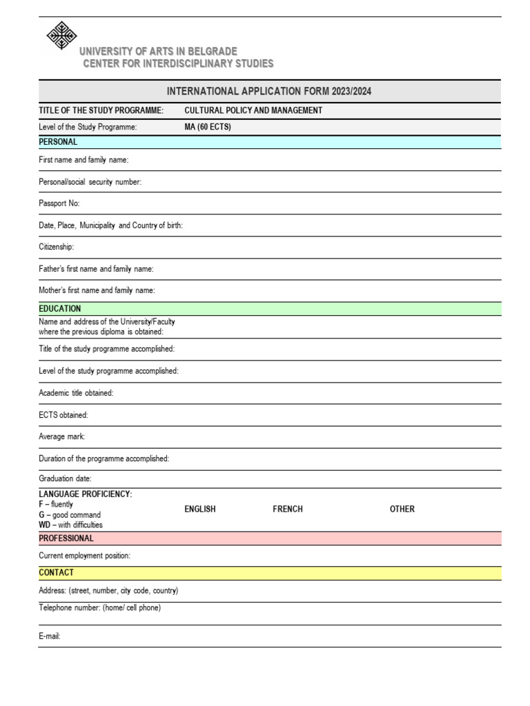 International Application Form 2023-24-1 | PDF