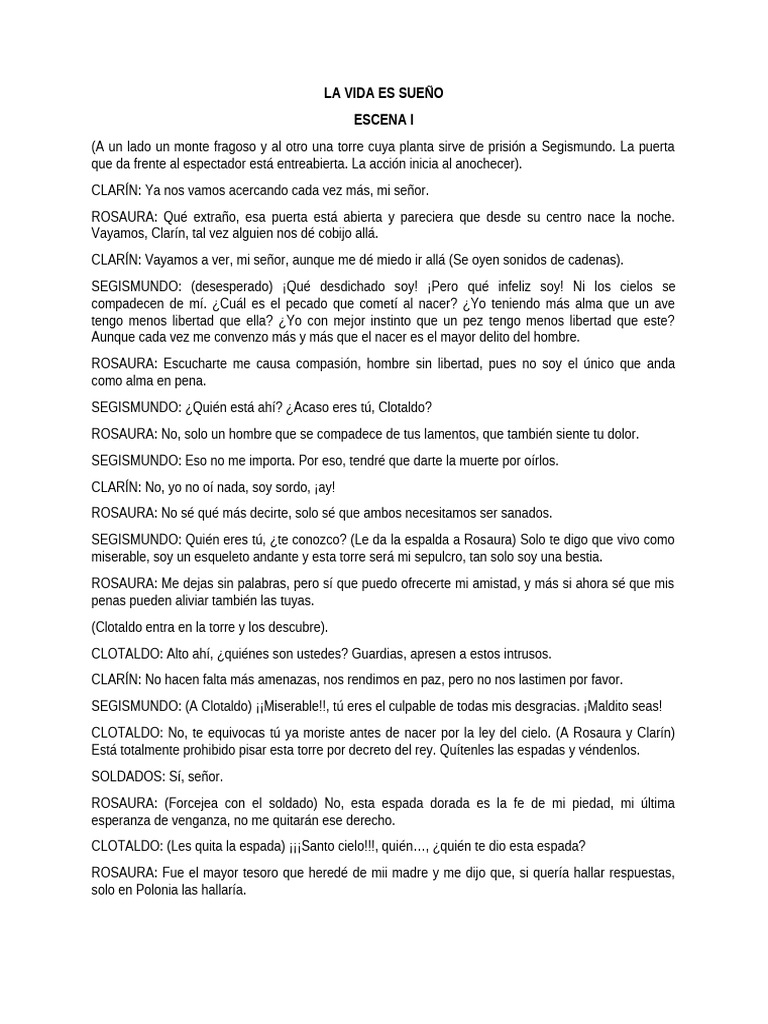 La Vida Es Sueño Final | PDF