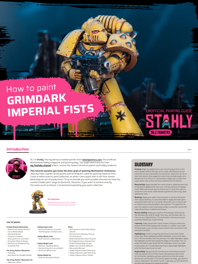 Grimdark Imperial Fists Painting Guide | PDF | Paint | Varnish