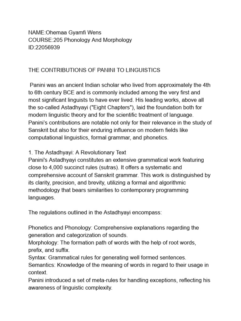 Panini's Linguistic Legacy | PDF | Linguistics | Grammar