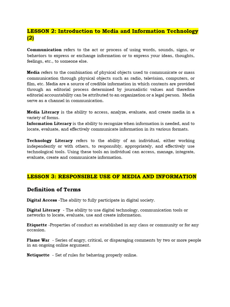 MIL-LESSON2-3 | PDF | Information | Communication