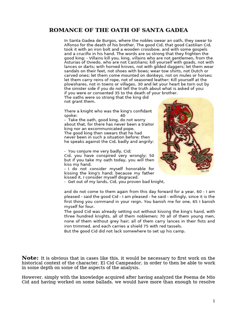 Romance of The Oath of Santa Gadea | PDF | Linguistics | Language Mechanics
