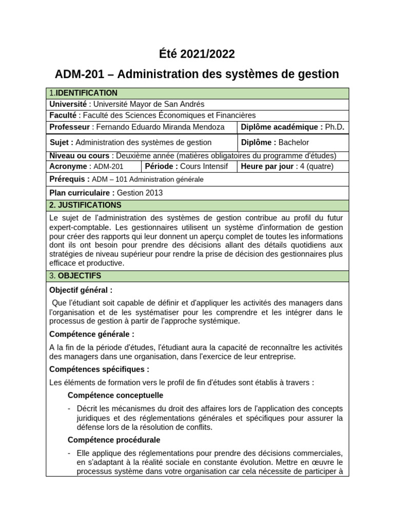 Administration des Systèmes de Gestion | PDF | Business | Système d ...