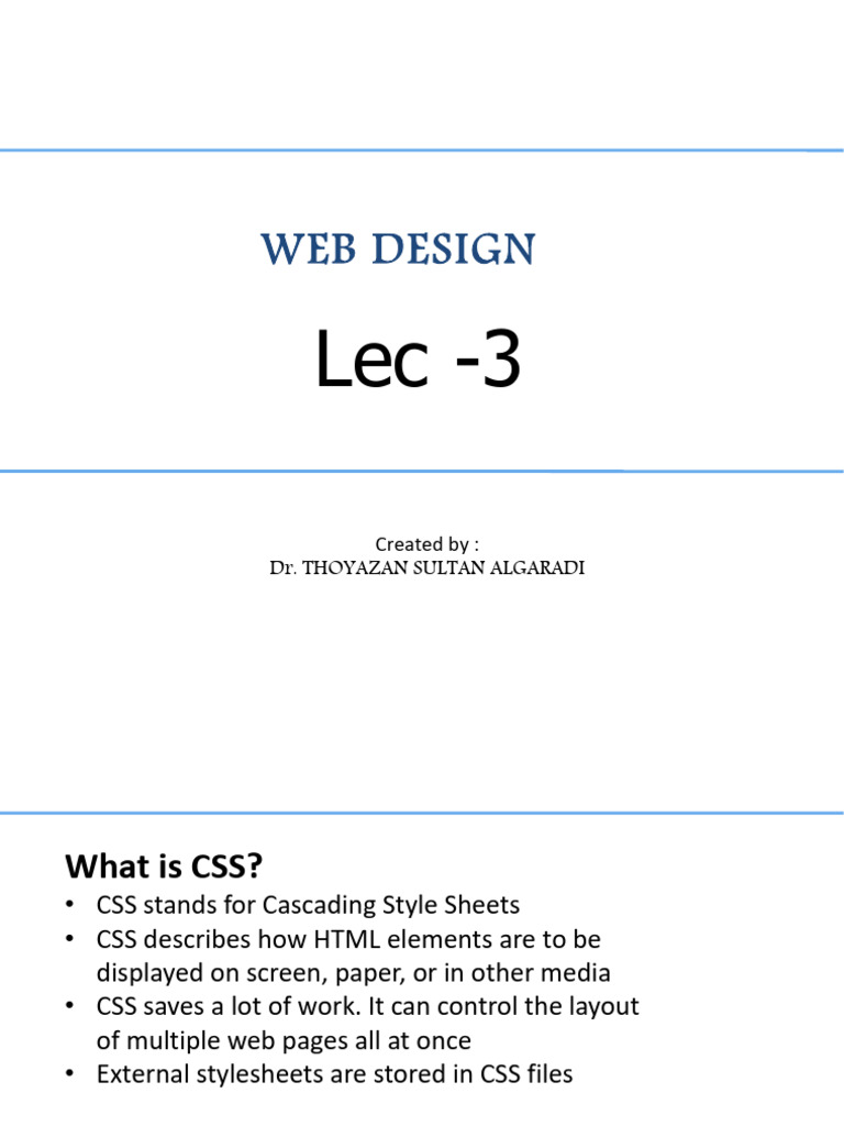lec3 WD - ٠٨٢٩٤٩ | PDF | Design | World Wide Web Consortium