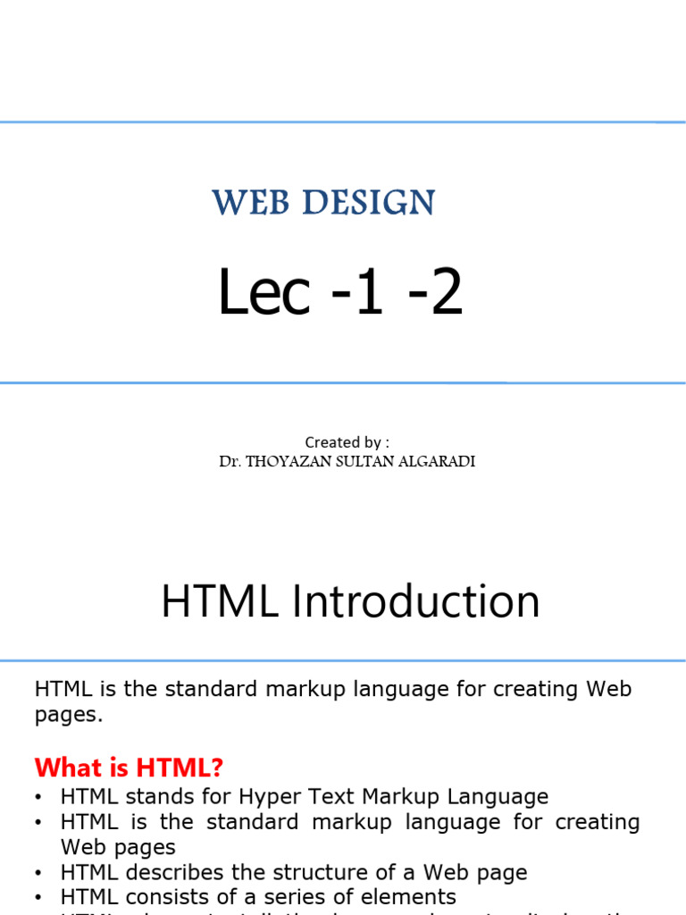 lec 1-2 wD_٠٨٢٩٢٢ (2) | PDF | Html | Html Element