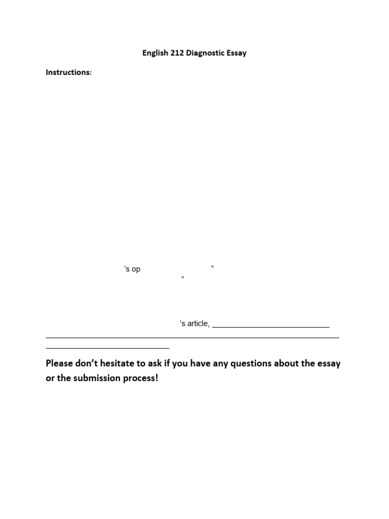 English 212 Diagnostic Essay Guide | PDF | Essays
