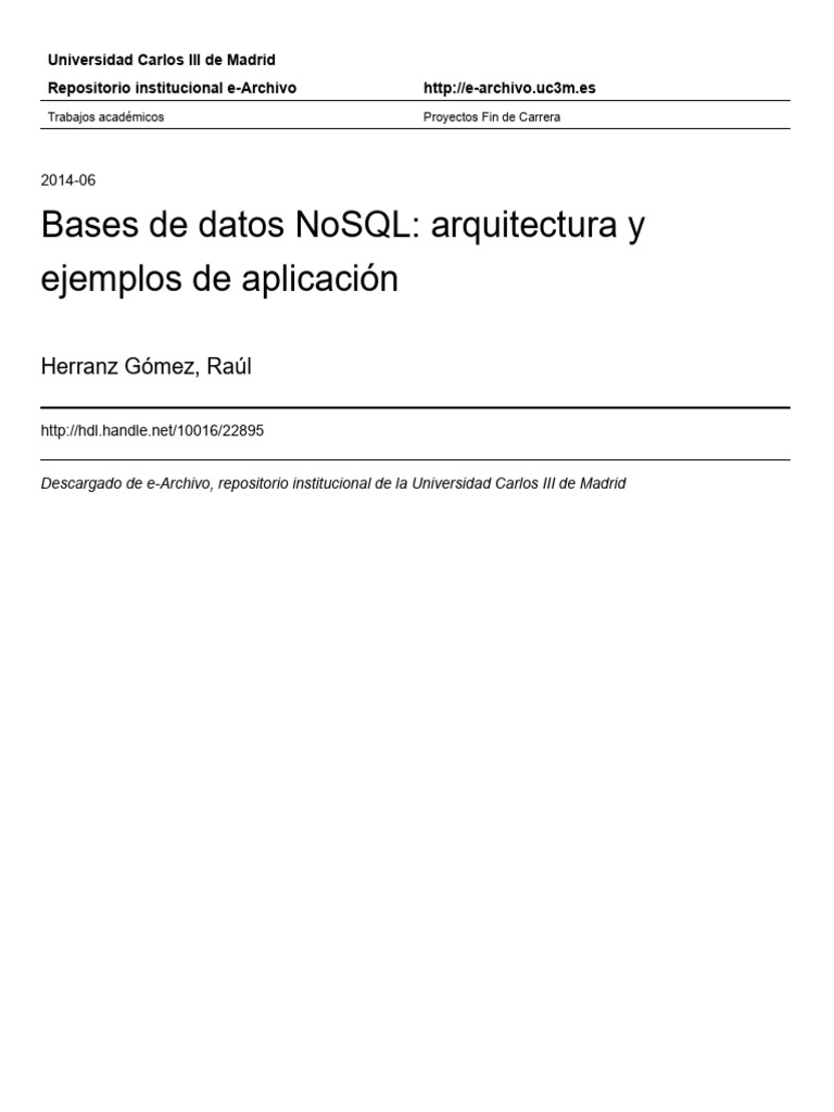Ejemplos de Aplicacion NoSQL | PDF | Bases de datos | No Sql