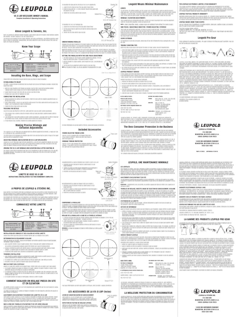 VX-3i LRP Scope Adjustment Guide | PDF | Telescopic Sight