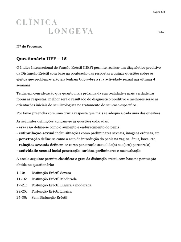 Questionário IIEF - 15 | PDF