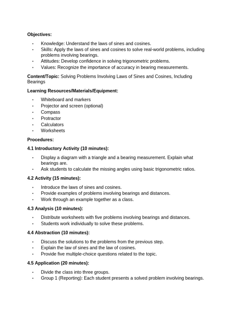 Applying Laws of Sines and Cosines | PDF | Trigonometric Functions ...