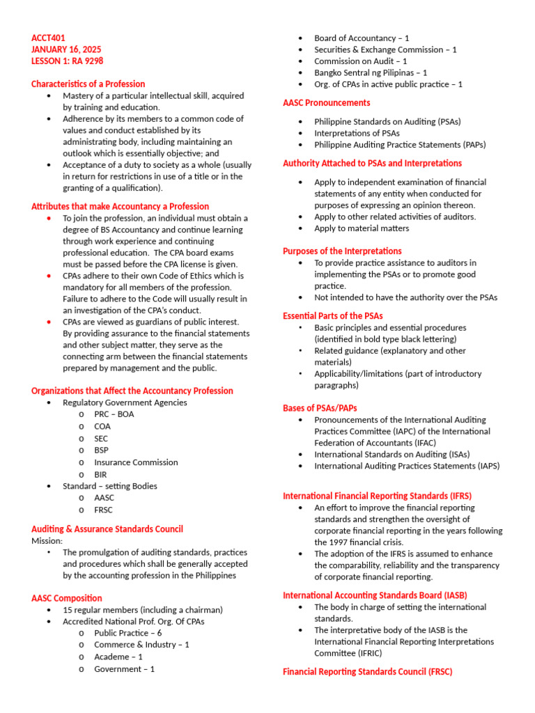ACCT401 RA 9298 | PDF | Certified Public Accountant | Audit