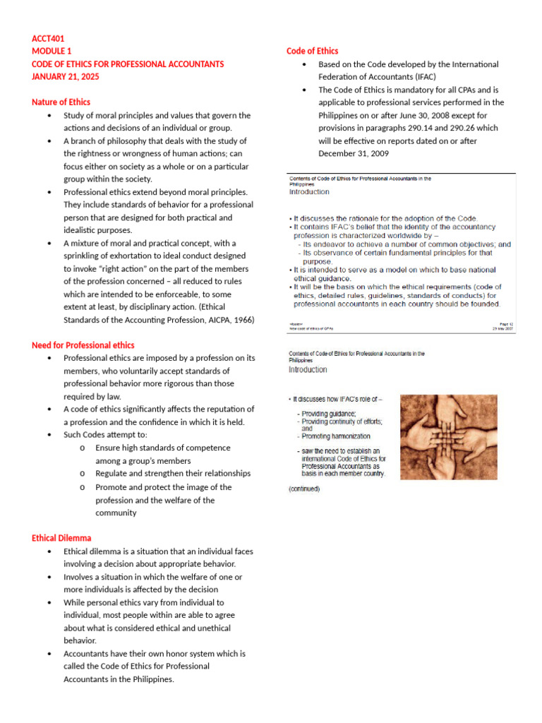 ACCT401 CODE OF ETHICS | PDF | Audit | Conflict Of Interest