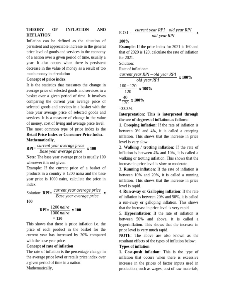 Theory of Inflation and Deflation | PDF | Cost Of Living | Inflation