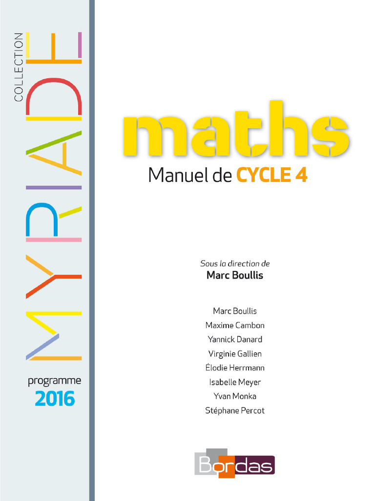 Myriade Manuel - Cycle 4 | PDF