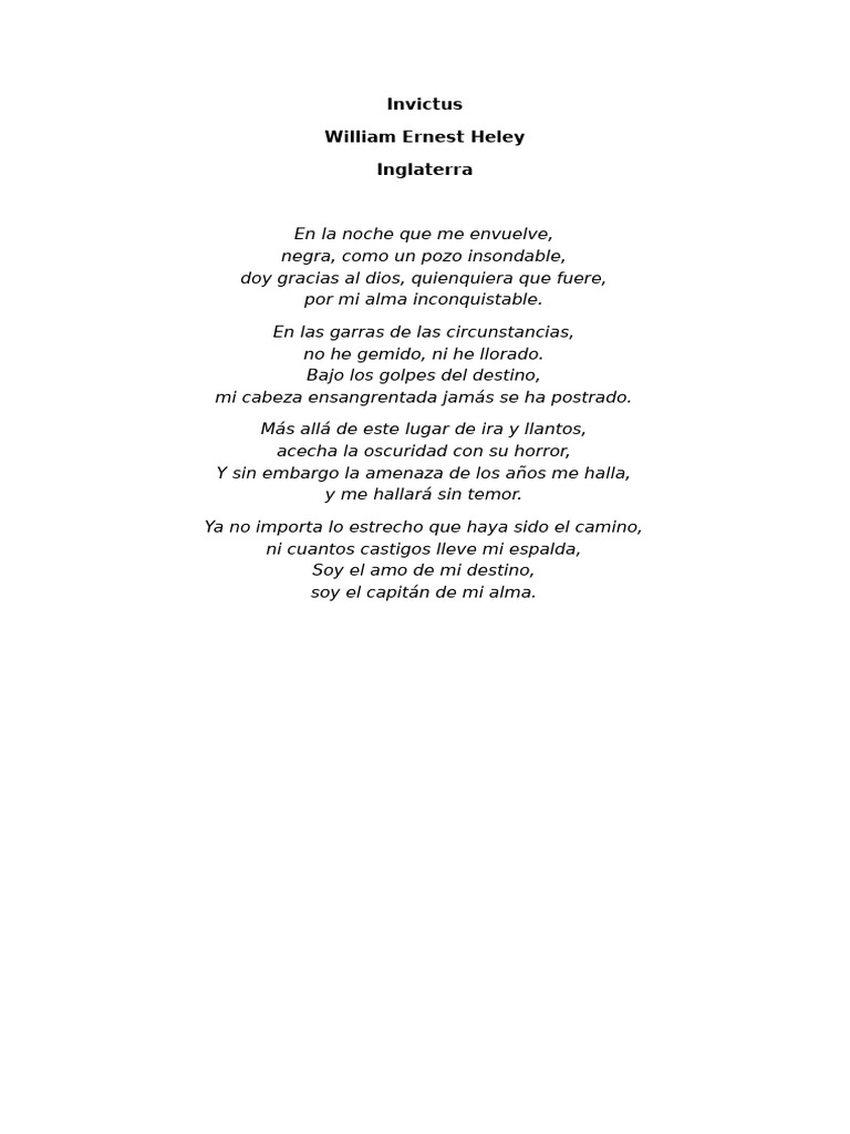 William Ernest Henley Invictus | PDF