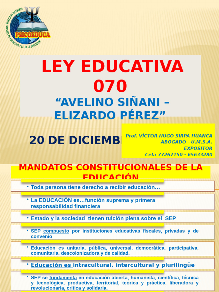 Ley 070 Vico | PDF | Plan de estudios | Educación vocacional