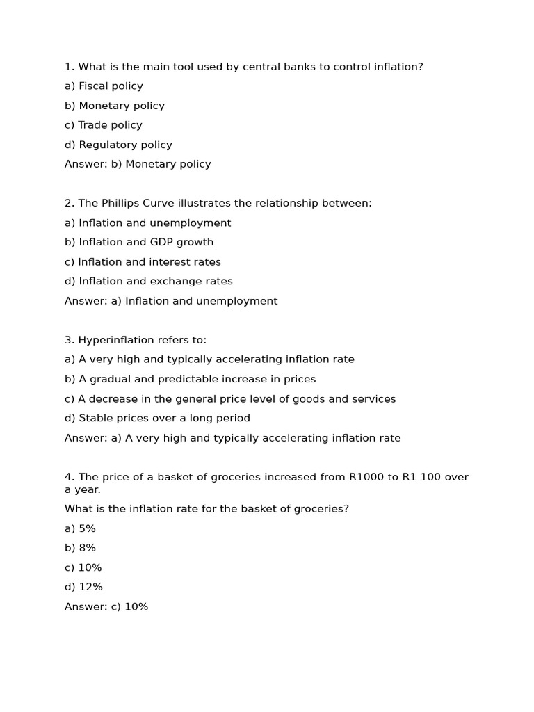 Chapter 20 Questions and Answers | PDF | Inflation | Consumer Price Index