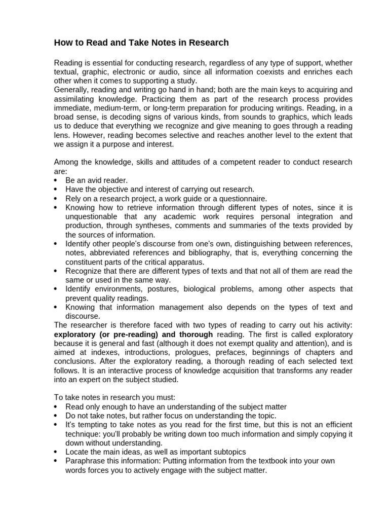 Effective Research Reading and Note-Taking | PDF | Information | Knowledge