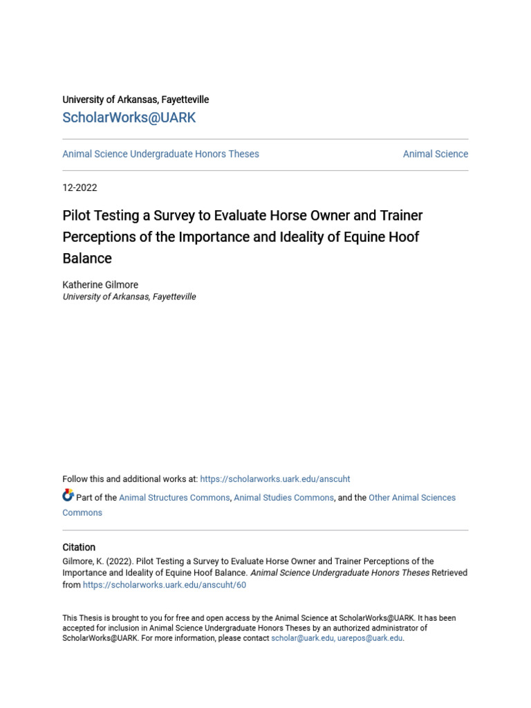 Survey on Equine Hoof Balance Perceptions | PDF | Horses