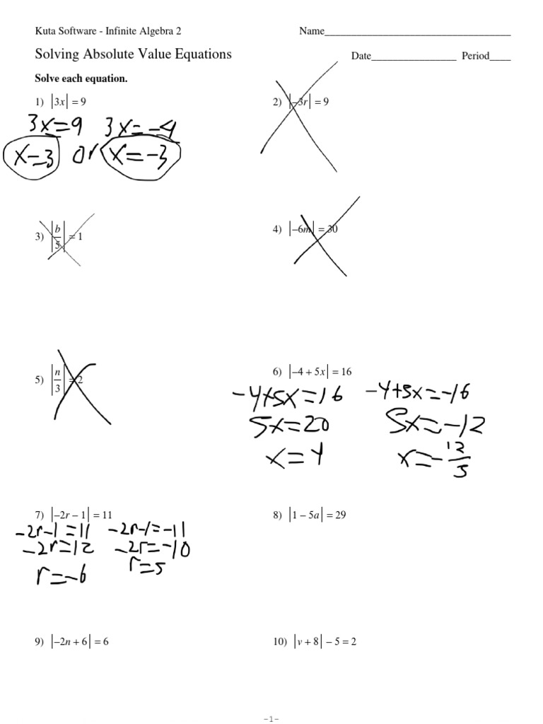 Solving Absolute Value Equations | PDF | Equations | Mathematics